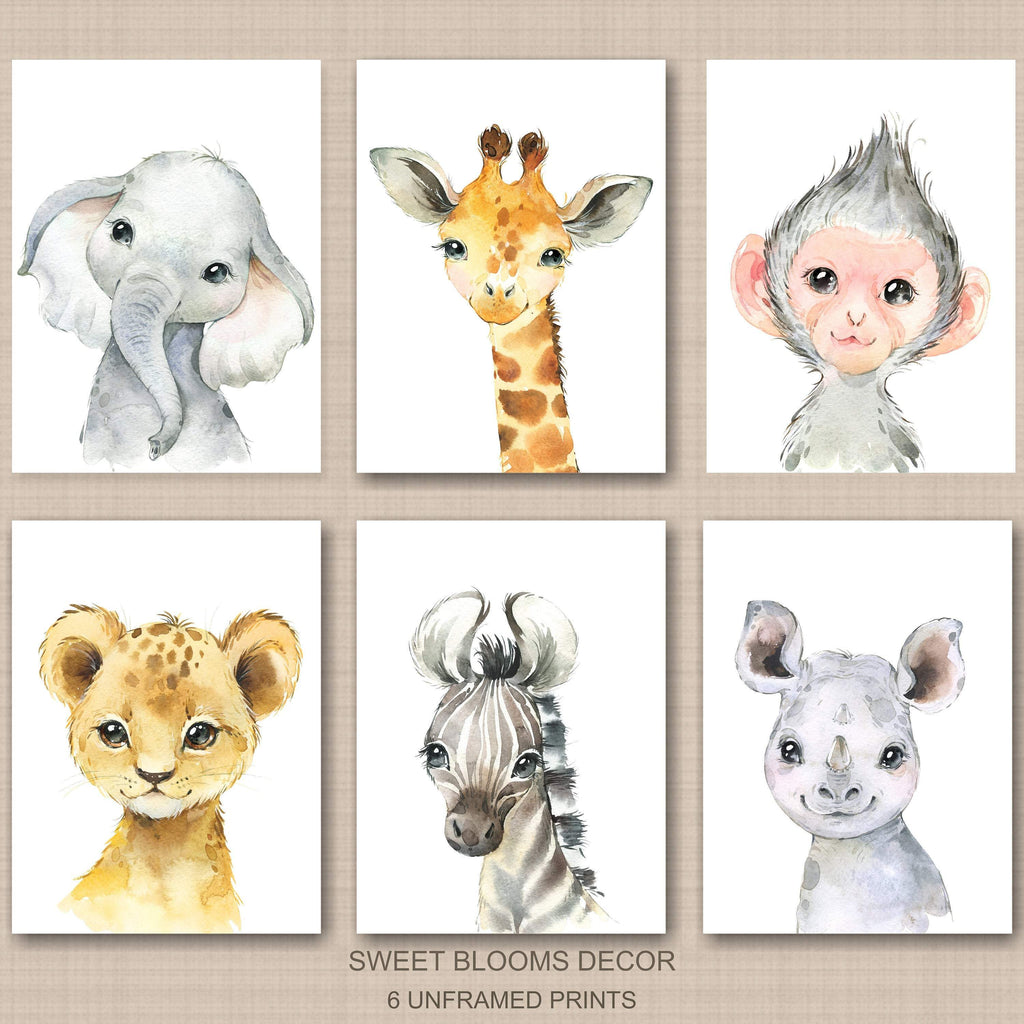 Safari Animals Boy Nursery Wall Art Watercolor Jungle Zoo Gift Baby Ro Safari Animals Boy Nursery Wall Art Watercolor Jungle Zoo Gift Baby Ro